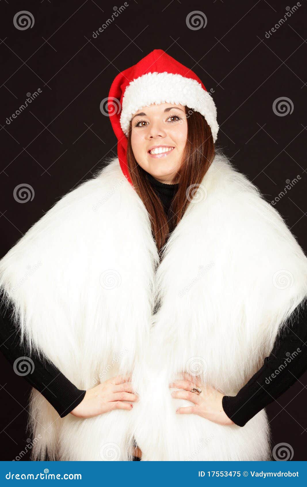 Young woman in santa hat stock image. Image of fashion - 17553475