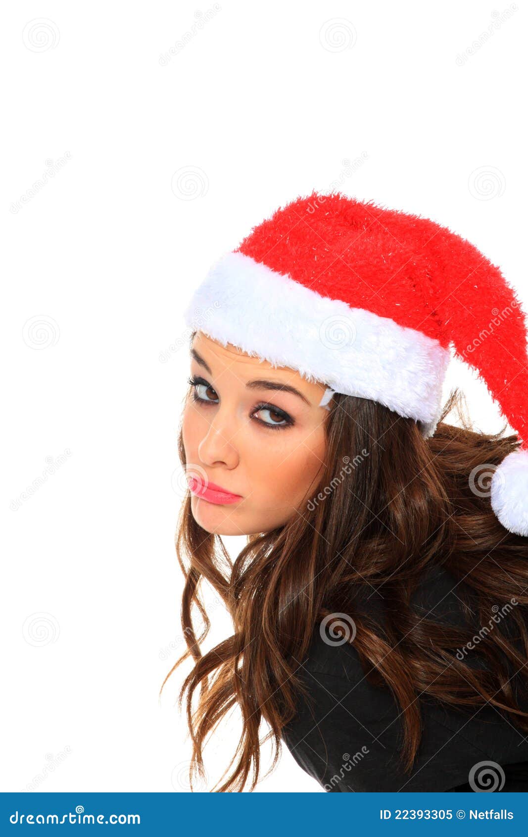 Young woman in santa hat stock image. Image of full, beauty - 22393305