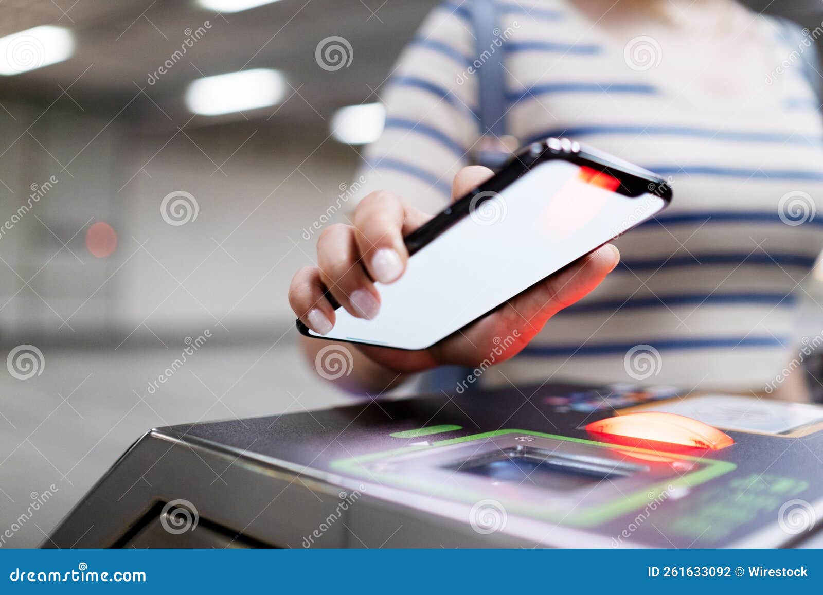 Woman Scanning QR Code, Checking a Payment and Ticket for the Subway ...
