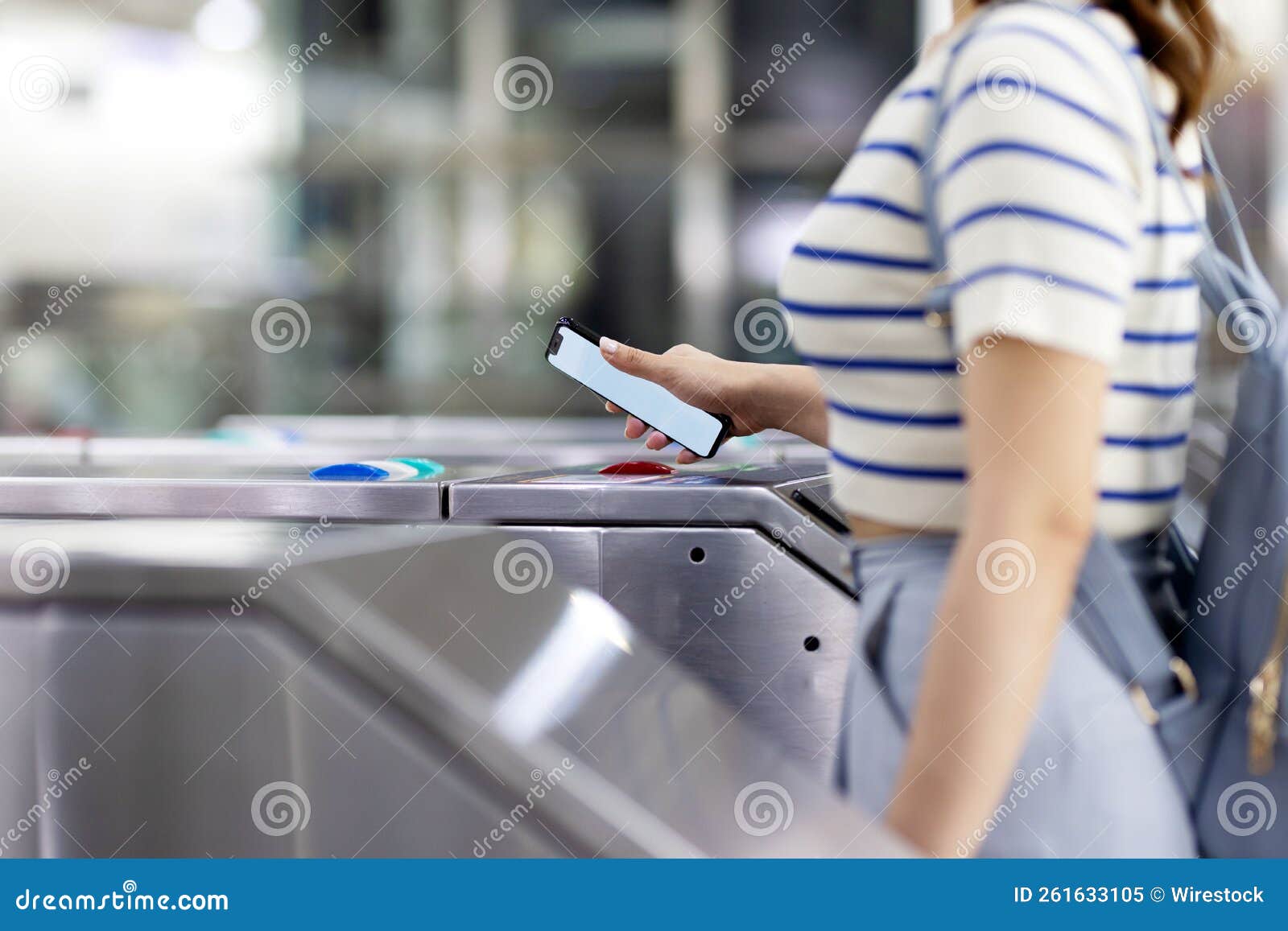 Woman Scanning QR Code, Checking a Payment and Ticket for the Subway ...