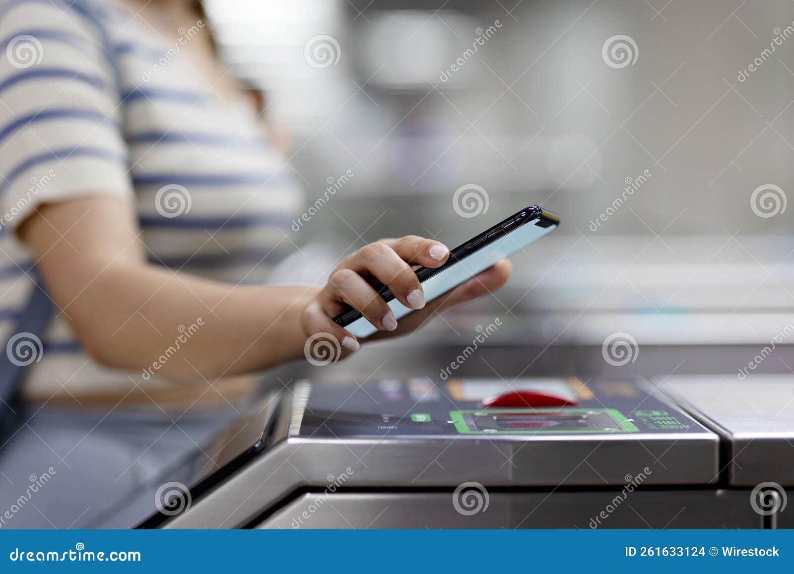 Woman Scanning QR Code, Checking a Payment and Ticket for the Subway ...