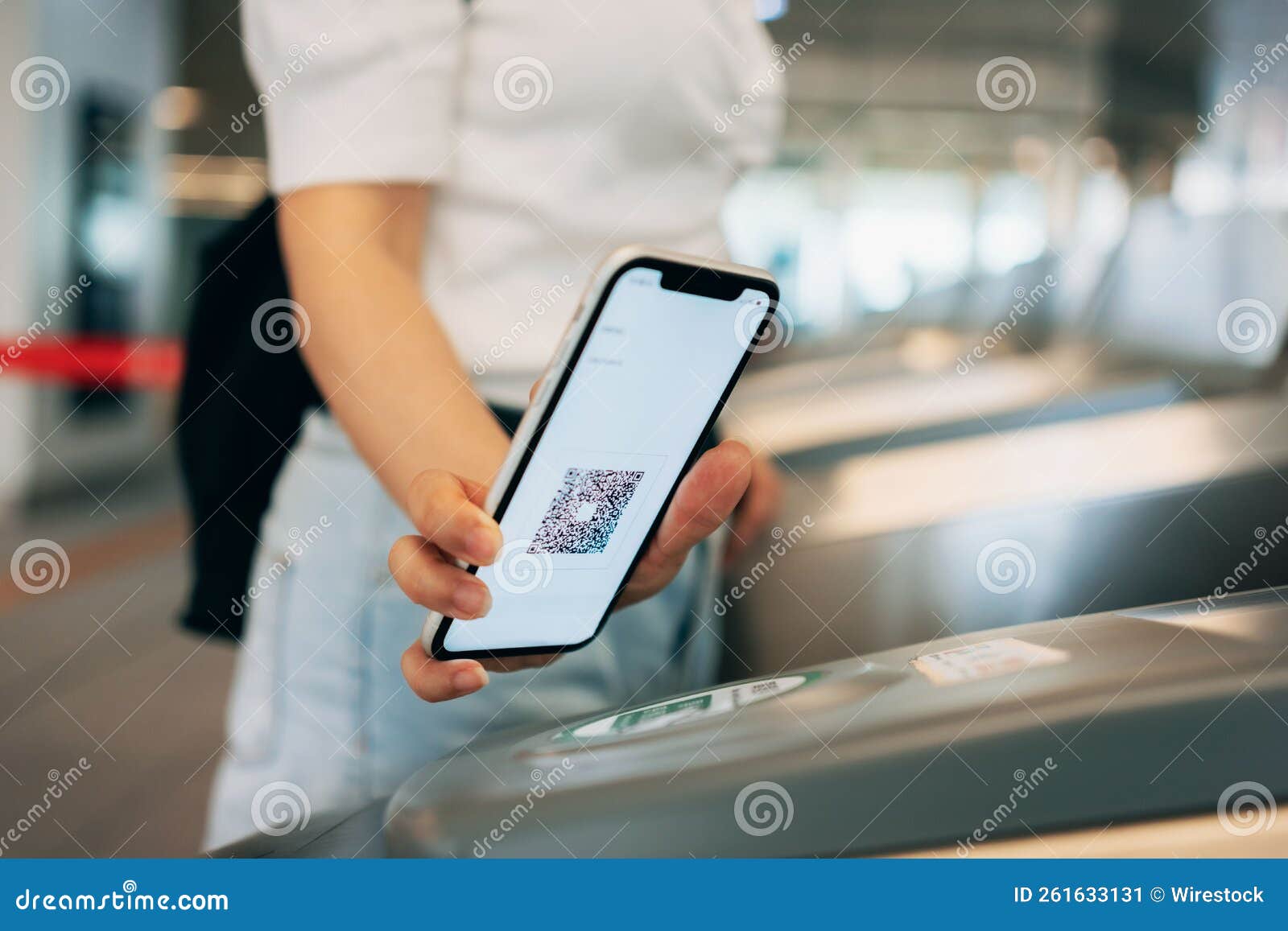 Woman Scanning QR Code, Checking a Payment and Ticket for the Subway ...