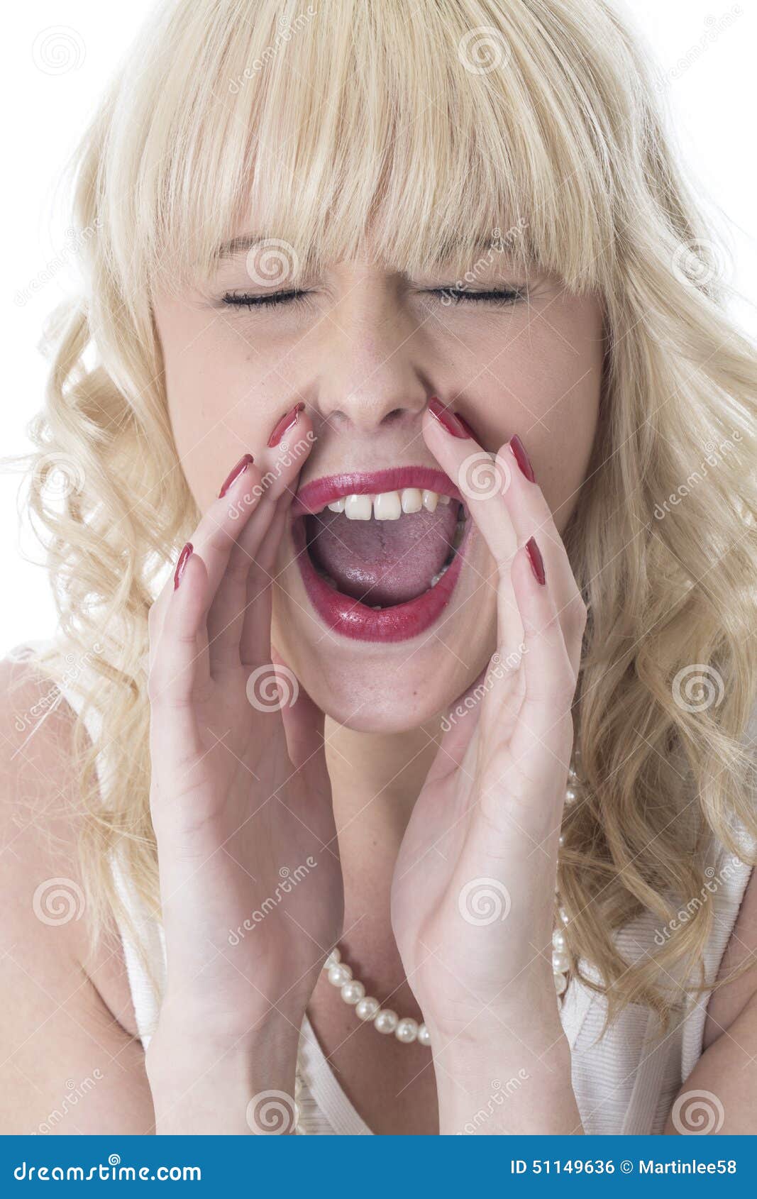Young Woman Scared Screaming Yelling Stock Photo - Image of modeling ...