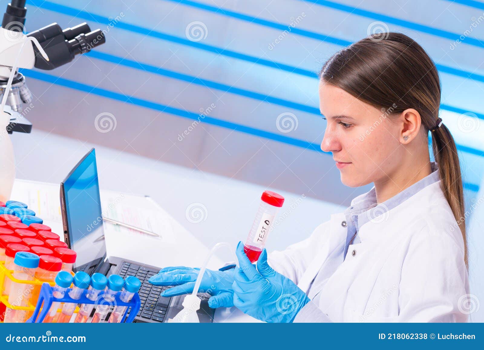 Young Woman in Science the Laboratory Stock Photo - Image of equipment ...