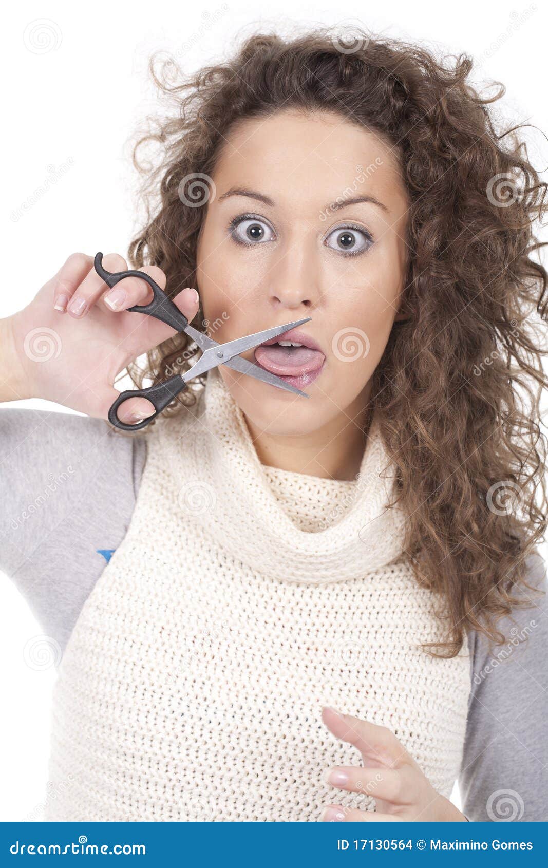 Young woman with scissors stock photo. Image of attractive - 17130564