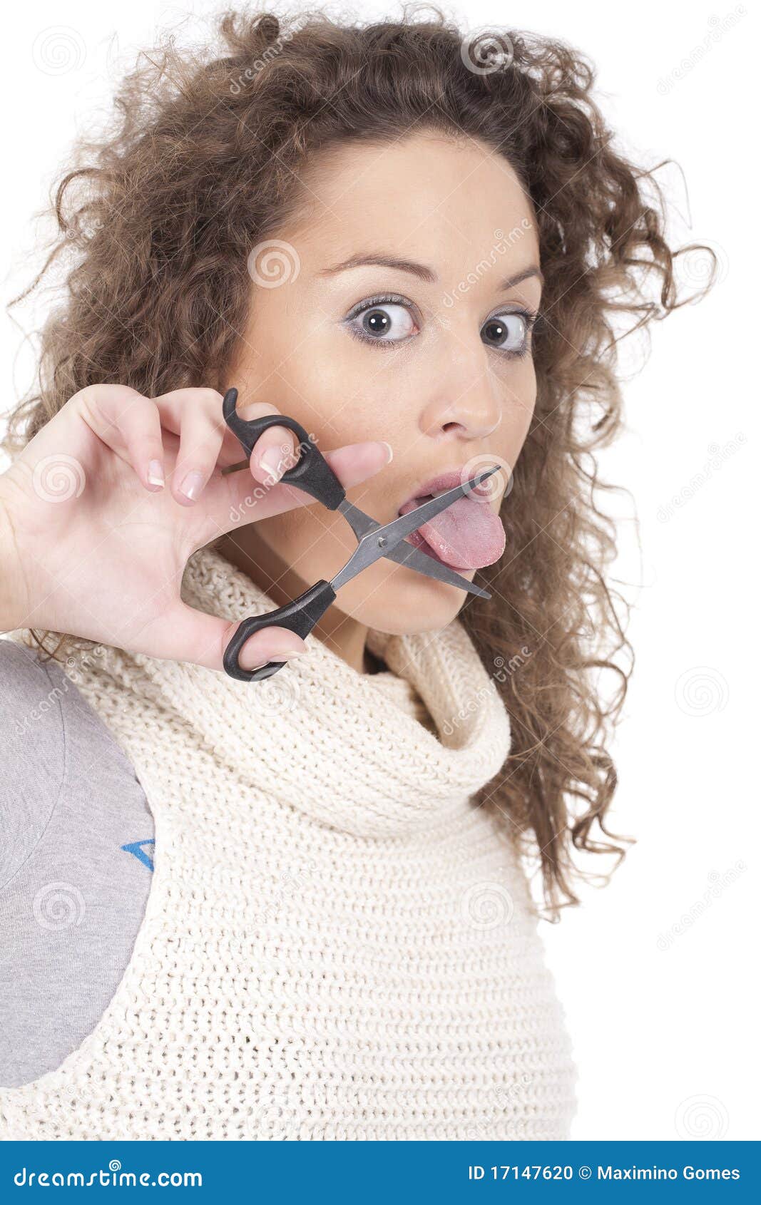 Young woman with scissors stock photo. Image of smile - 17147620