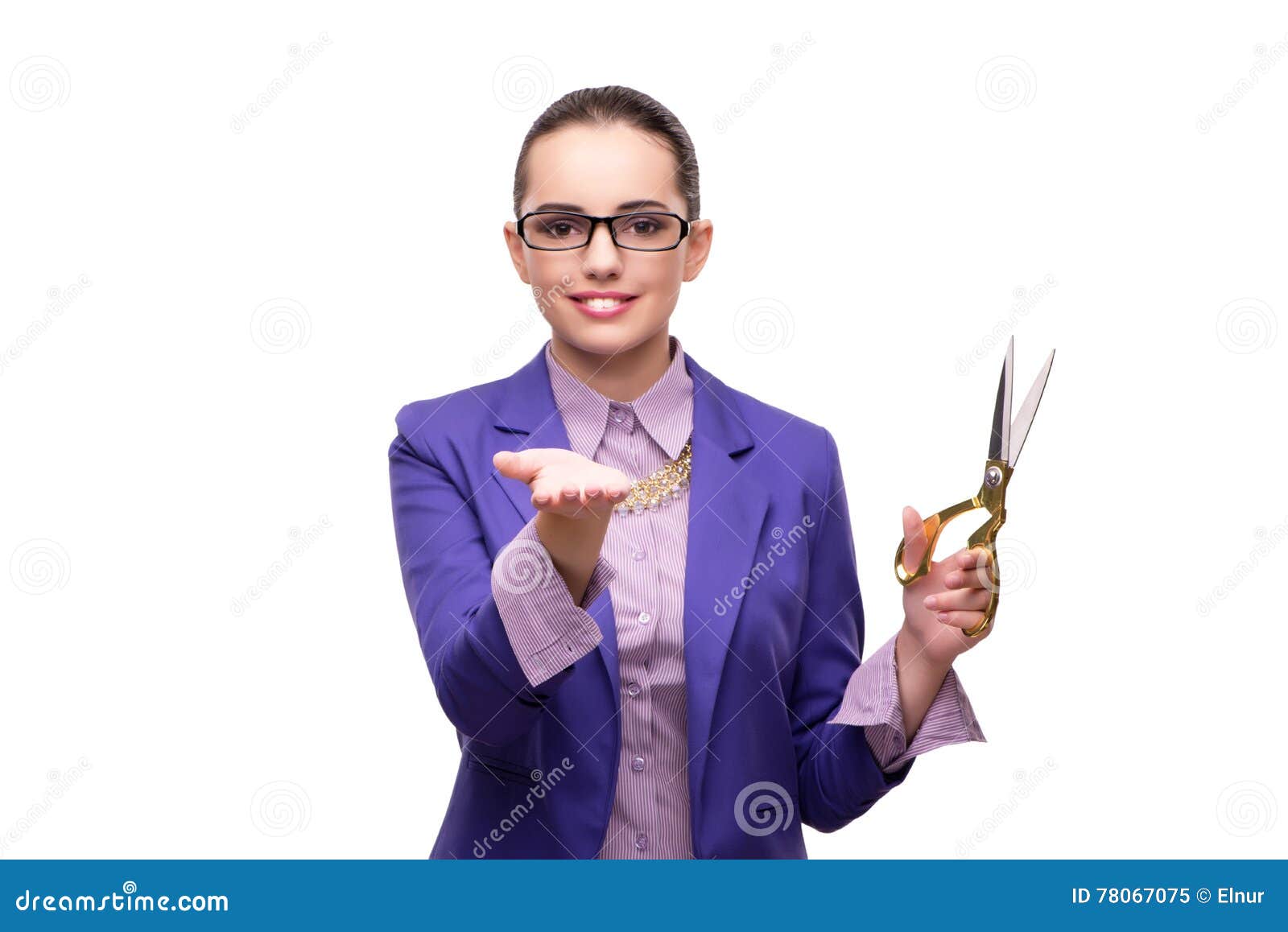 The Young Woman with Scissors Isolated on White Stock Image - Image of ...