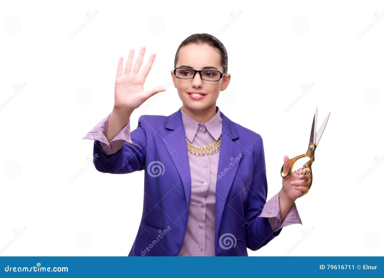 The Young Woman with Scissors Isolated on White Stock Image - Image of ...