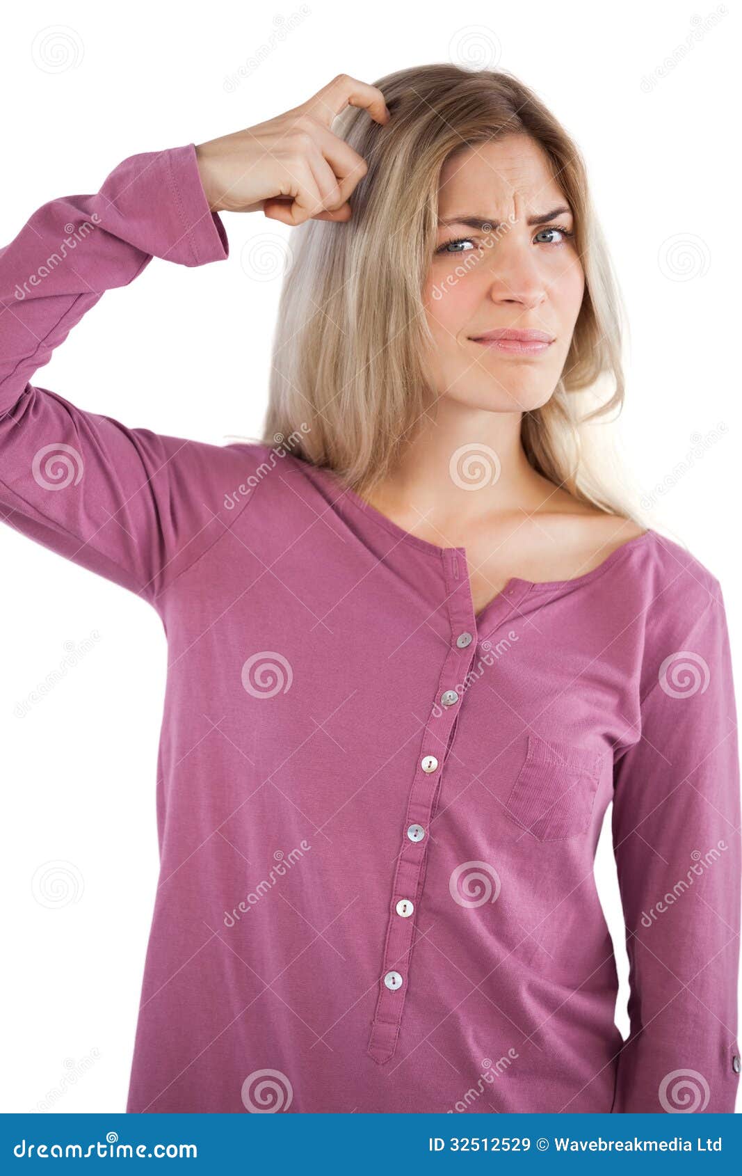 Young Woman Scratching Head Stock Image - Image of casual, focused ...