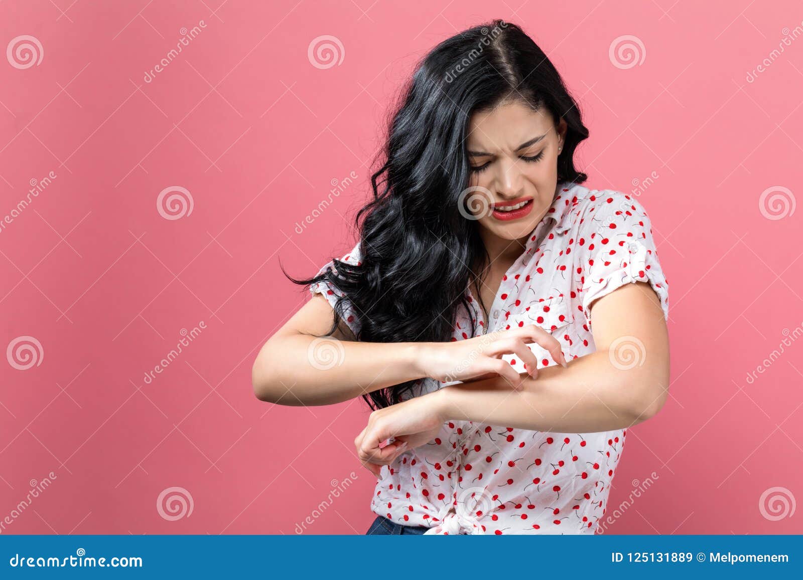 Woman Itching Her Leg From Insect Bites,mosquito Bite,itching Of Skin ...