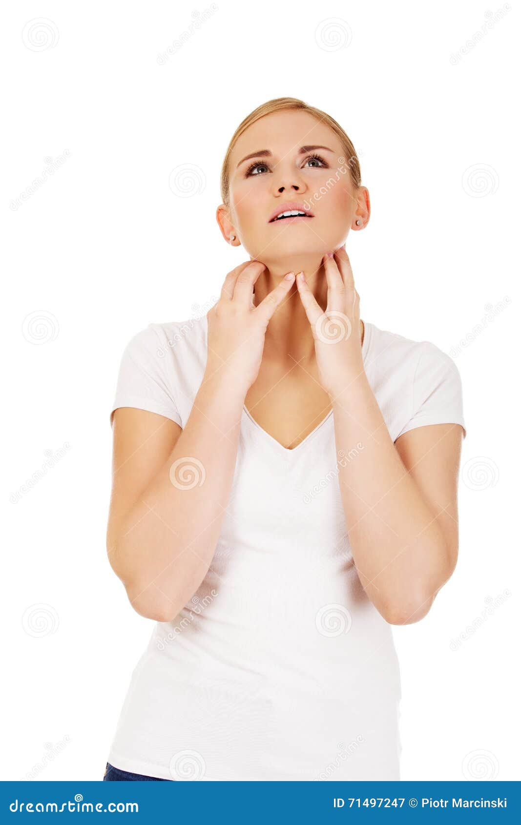 Young Woman is Scratching Her Neck Stock Image - Image of pained ...