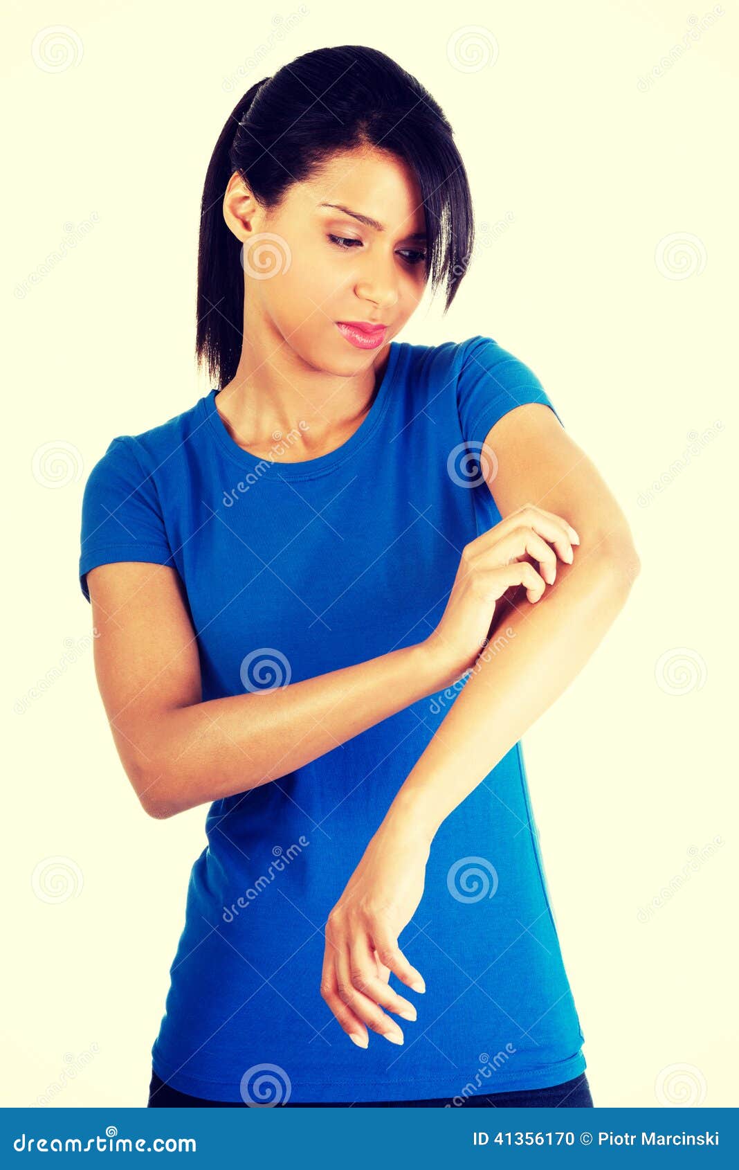 Young Woman Scratching Her Self. Stock Photo - Image of painful ...