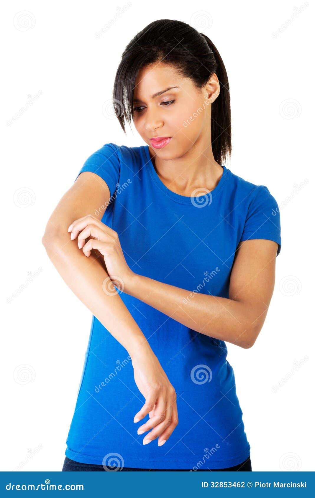 Young Woman Scratching Her Self. Stock Photo - Image of eczema ...