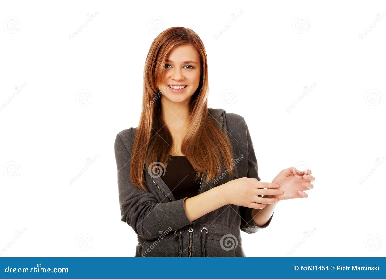 Young Woman is Scratching Herself on Wirst Stock Photo - Image of ...