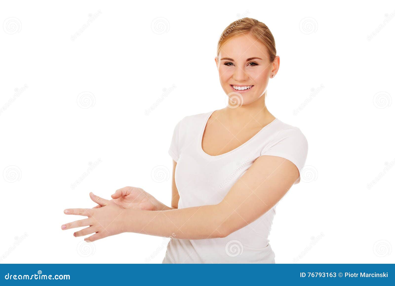 Young Woman is Scratching Herself on Wirst Stock Image - Image of ...