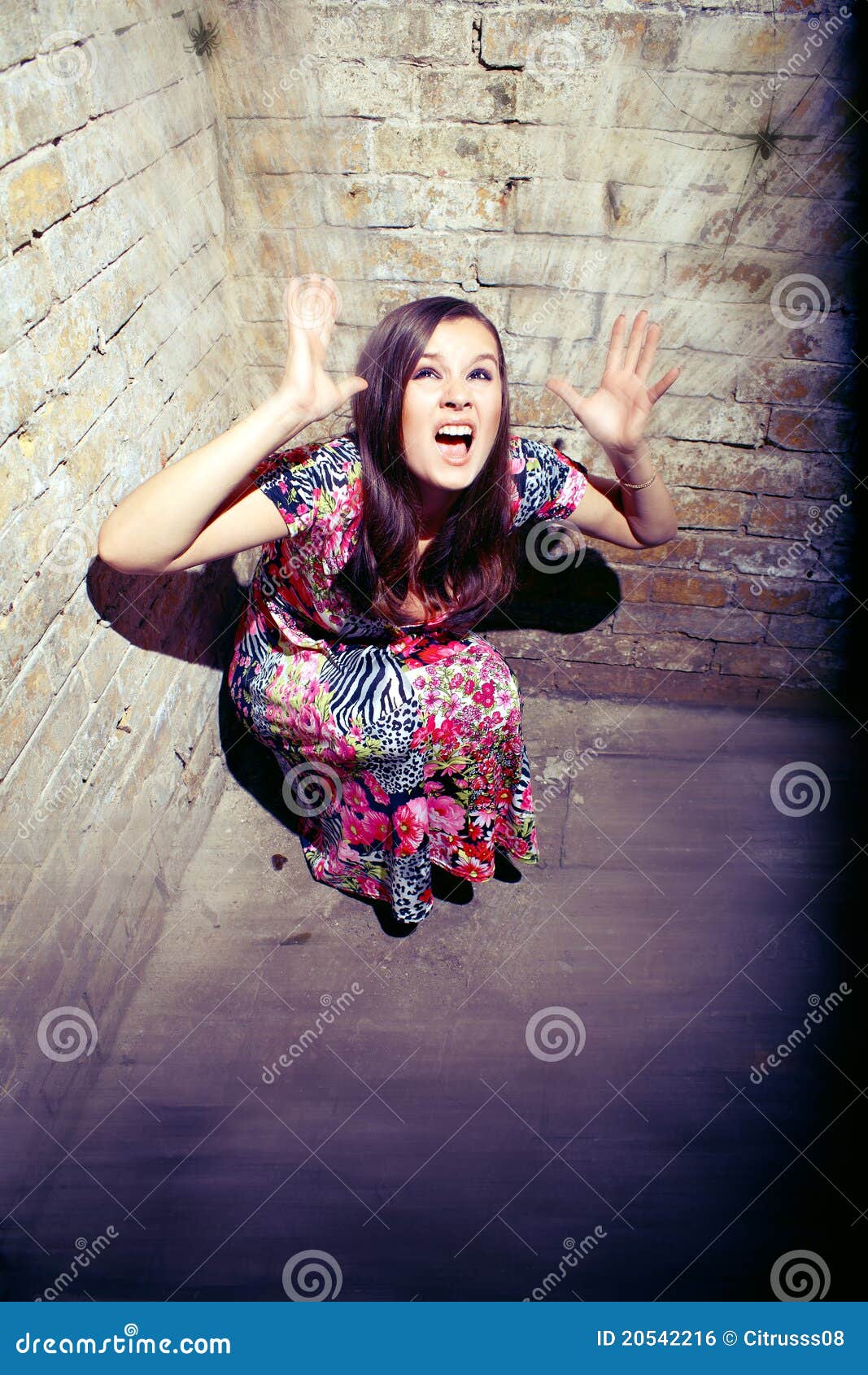 Young Woman Screaming in Fear Stock Photo - Image of horizontal, mouth ...
