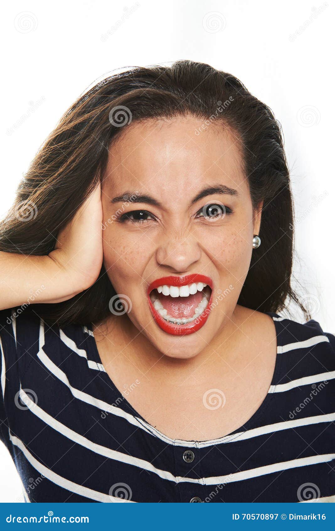 Young woman screaming stock image. Image of emotion, excited - 70570897