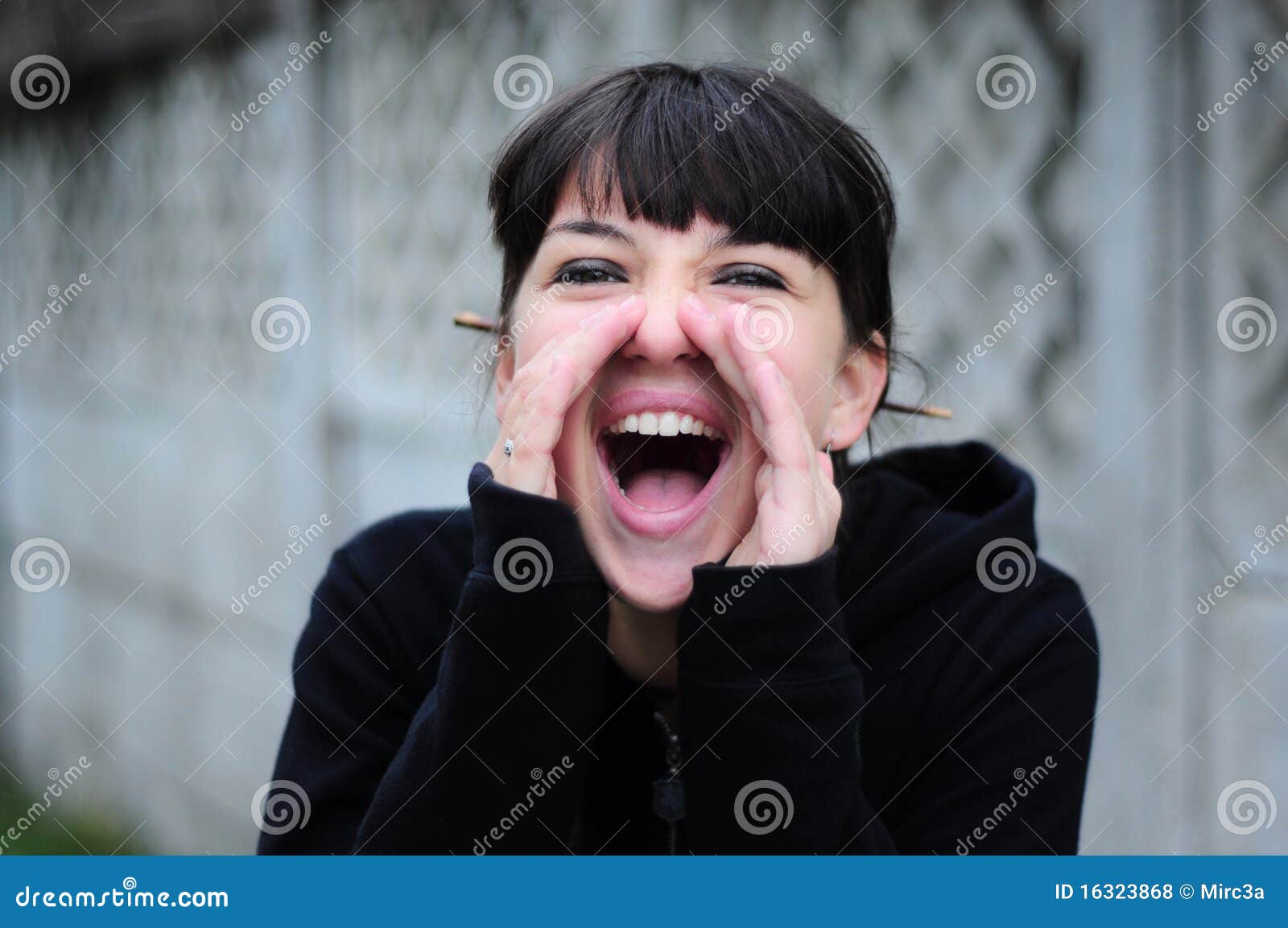 Young Woman Screaming of Joy Stock Photo - Image of active, excited ...