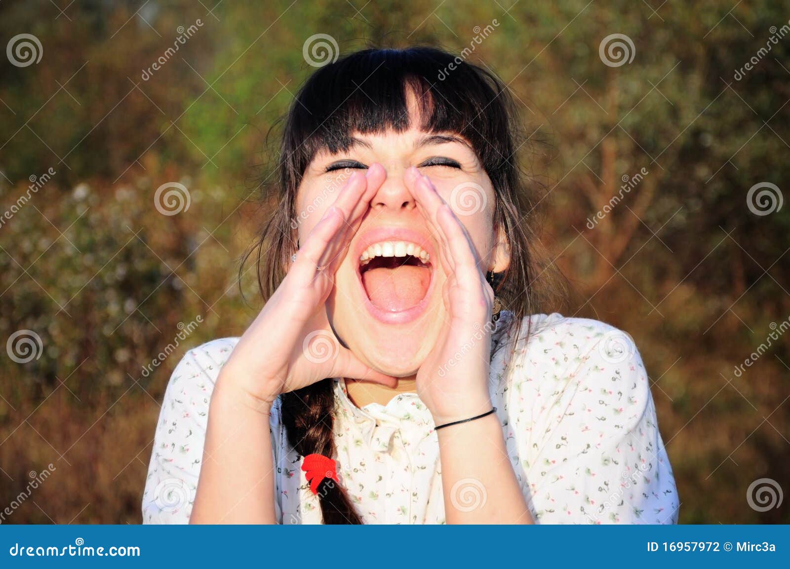 Young Woman Screaming of Joy Stock Photo - Image of yelling, excited ...