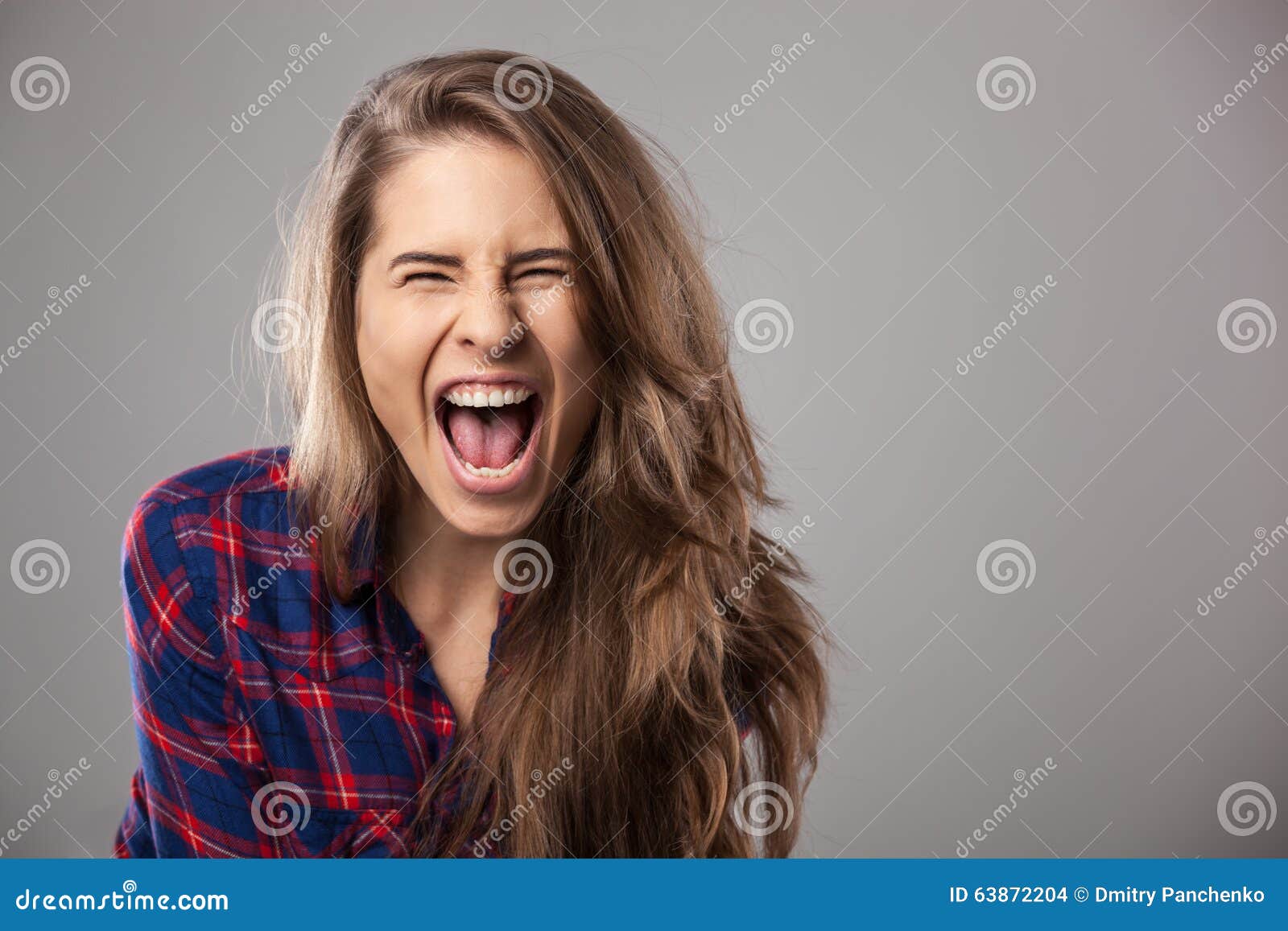 Young Woman Screaming Loudly. Stock Photo - Image of informal, anger ...