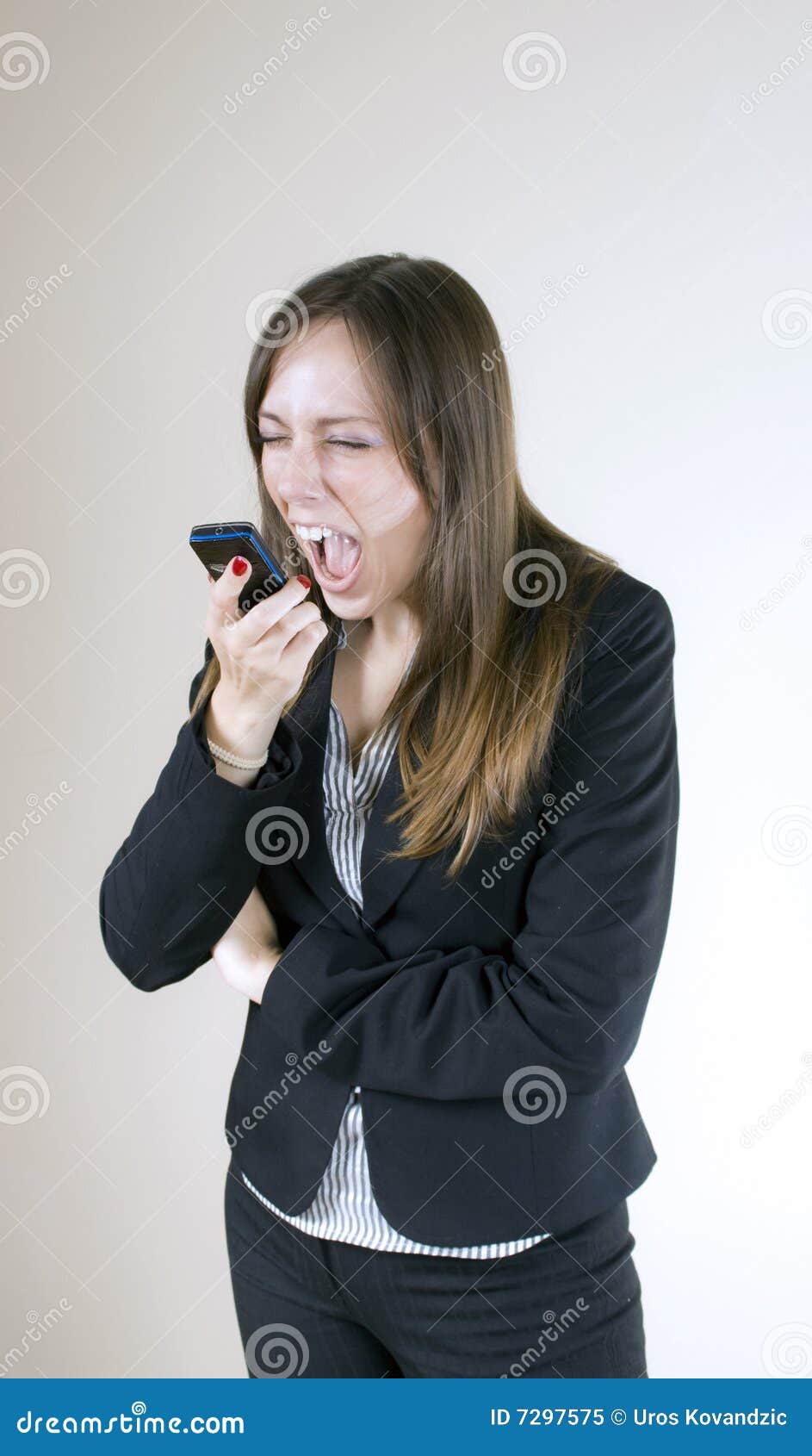 Young Woman Screaming on the Phone Stock Image - Image of cellular ...