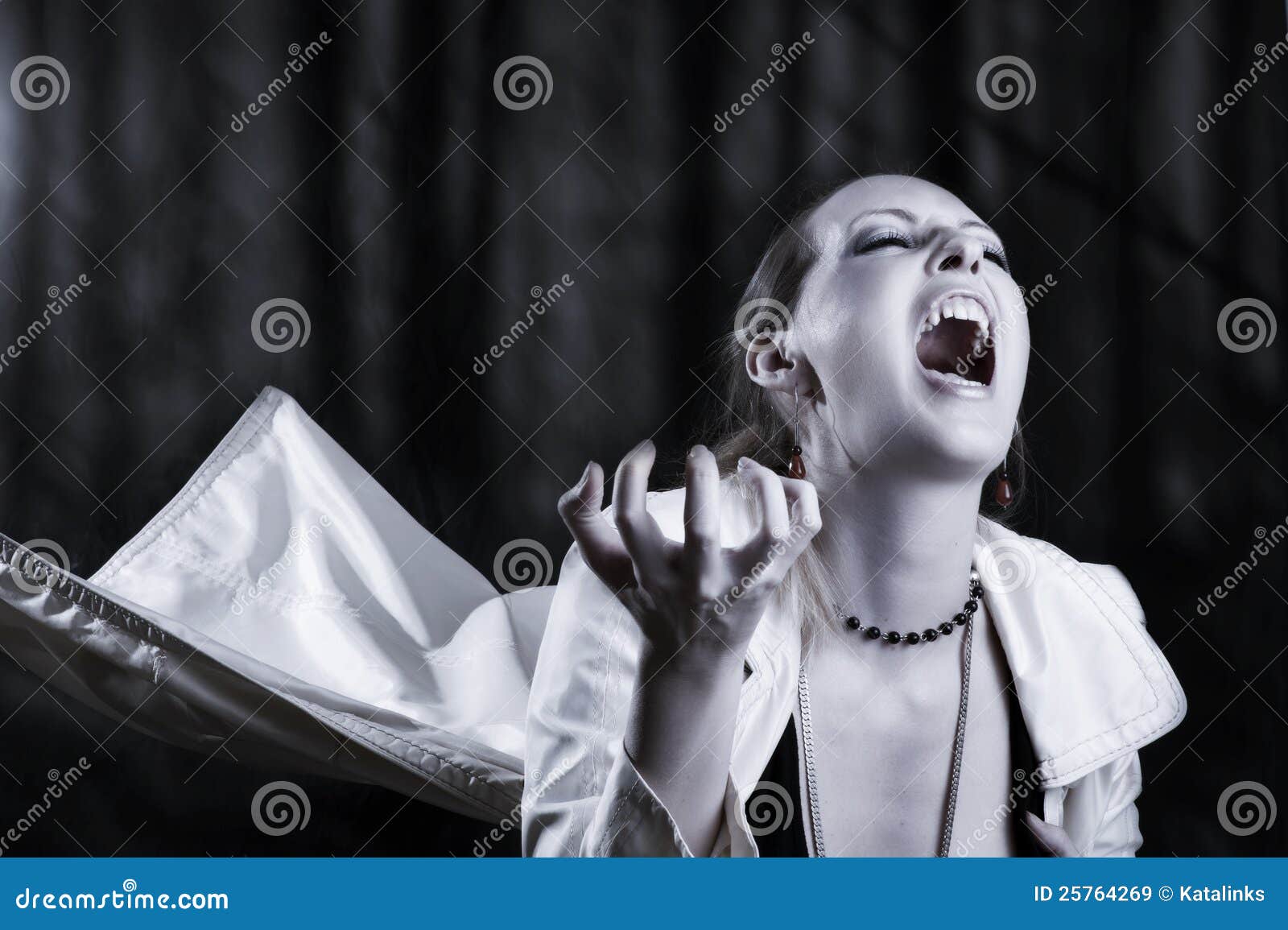 Young Woman Screaming - Vampire Style Stock Image - Image of makeup ...