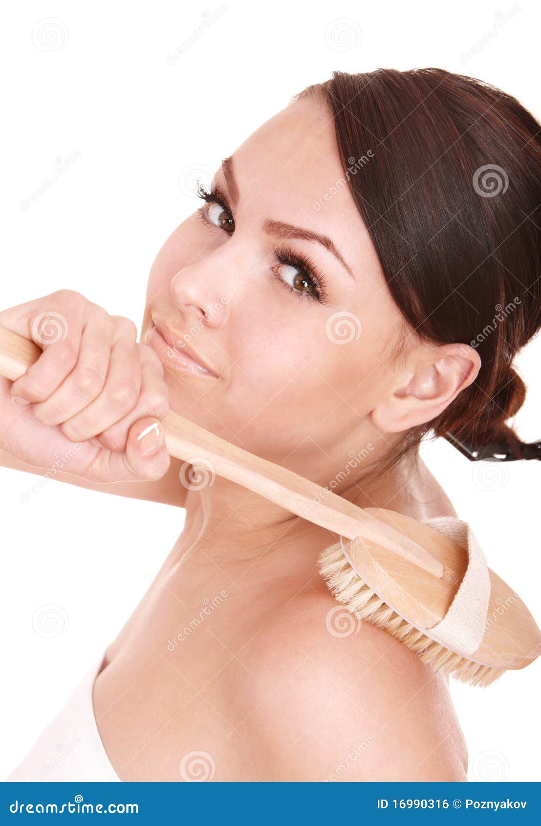 Young Woman Scrubbing Body. Stock Photo - Image of female, scrub: 16990316