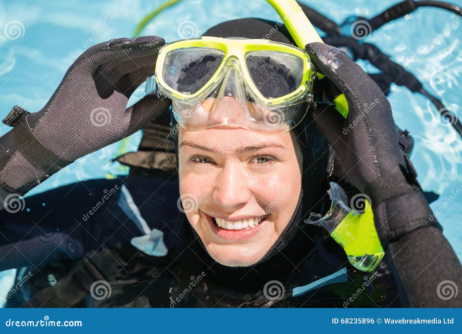 Young Woman on Scuba Training Stock Photo - Image of diving, holding ...