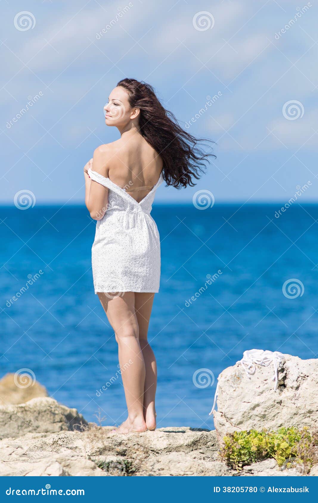 Young woman at the sea stock photo. Image of looking - 38205780
