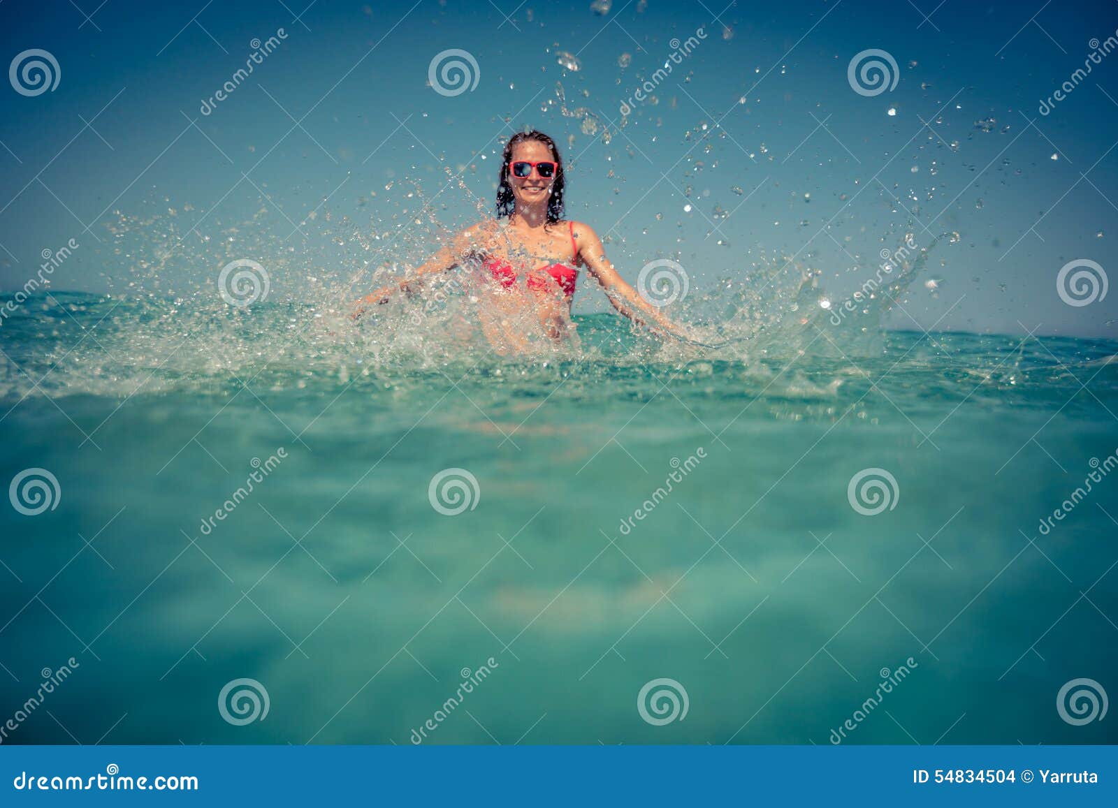 Young woman in the sea stock photo. Image of beach, blue - 54834504 Young woman in the sea stock photo. Image of beach, blue - 54834504