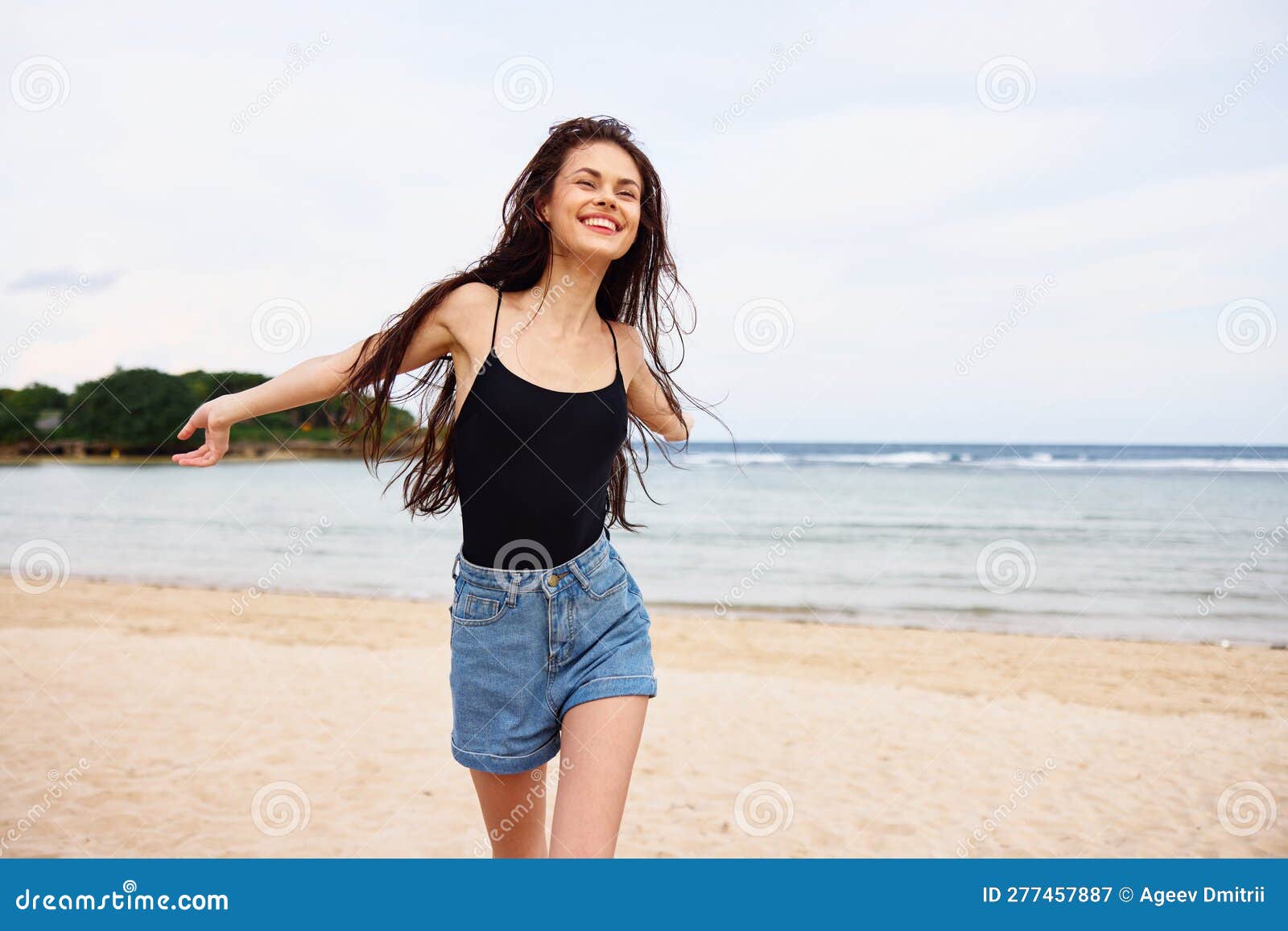 Young Woman Sea Summer Travel Lifestyle Beach Running Sunset Smile ... Young Woman Sea Summer Travel Lifestyle Beach Running Sunset Smile ...