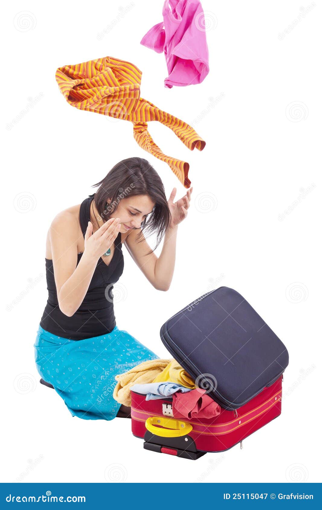 Young Woman Searching Something Stock Image - Image of female, baggage ...