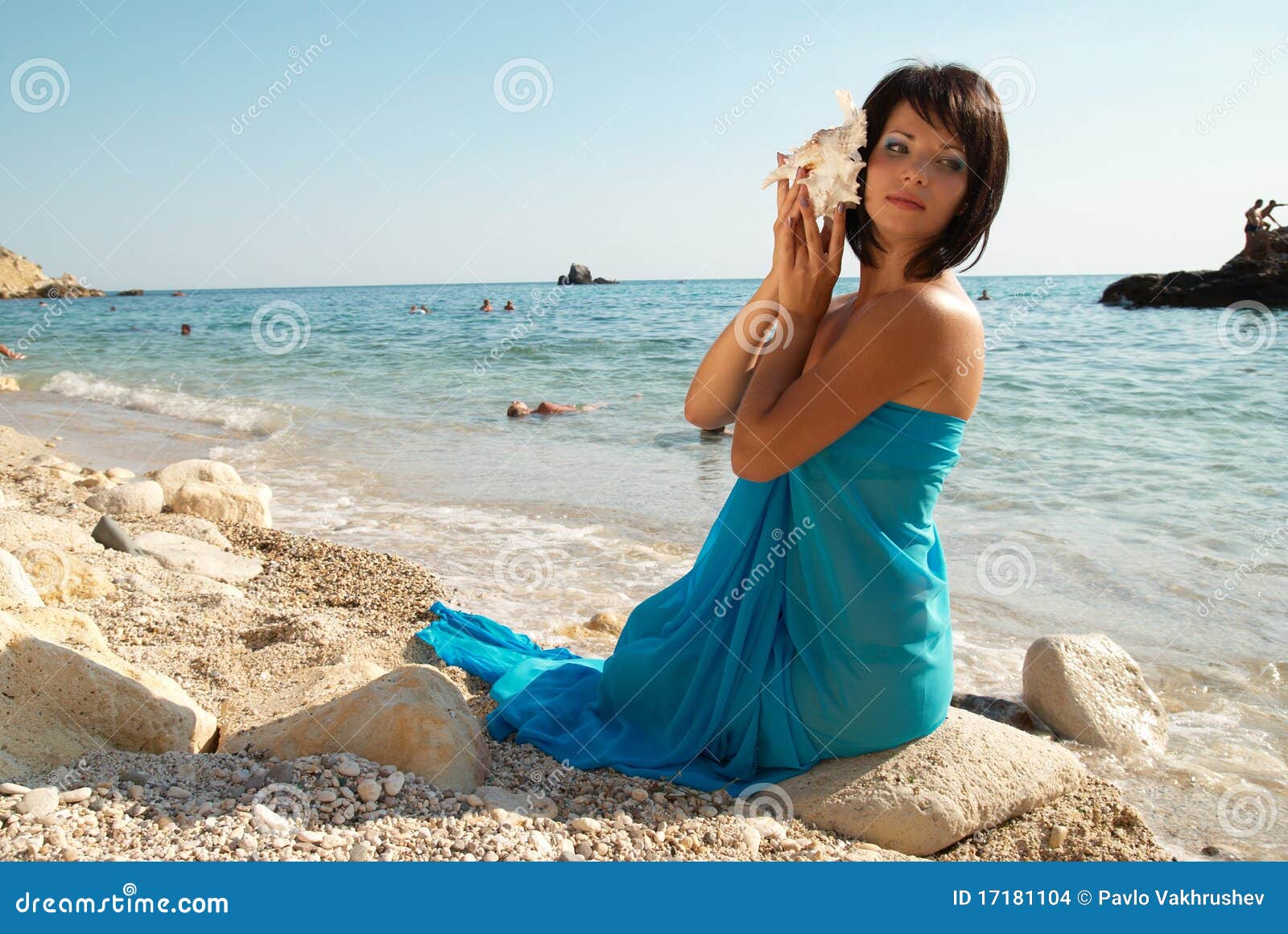 Young woman with seashell stock photo. Image of outdoors - 17181104