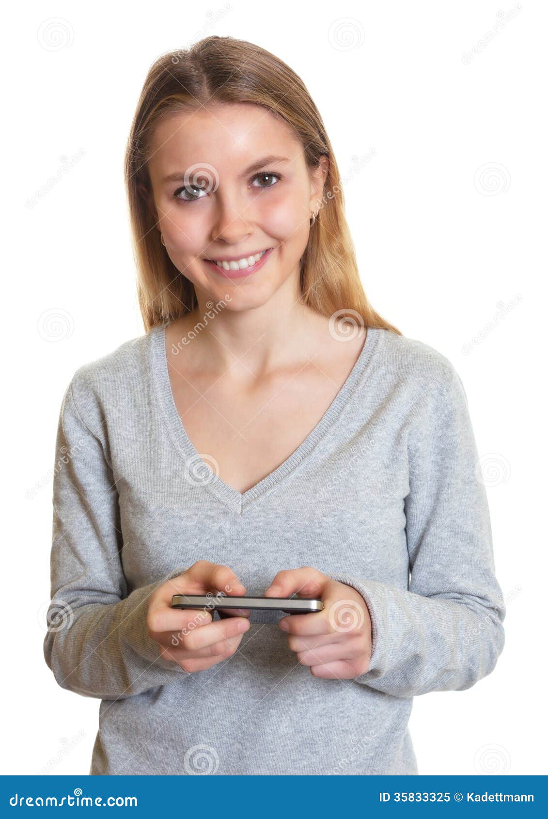 Young Woman Sending Text Message Stock Image - Image of cute, good ...