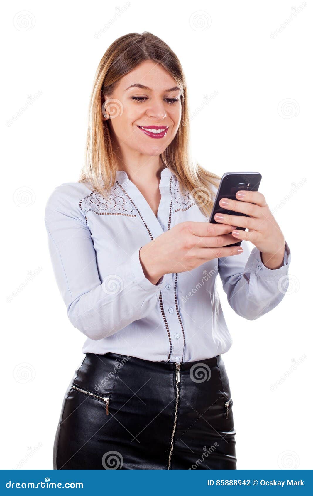 Young Woman Sending a Text Message Stock Photo - Image of attractive ...