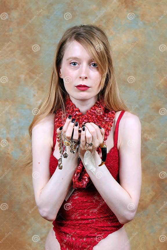 Young Woman In Red Lingerie Stock Image Image Of White Woman 209795481