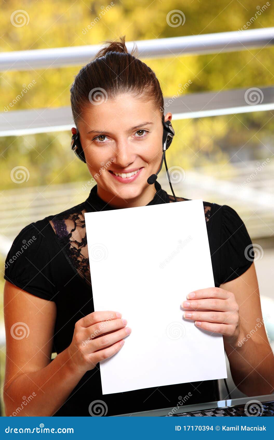 Young Woman with a Sheet of Paper Stock Photo - Image of adult, cute ...