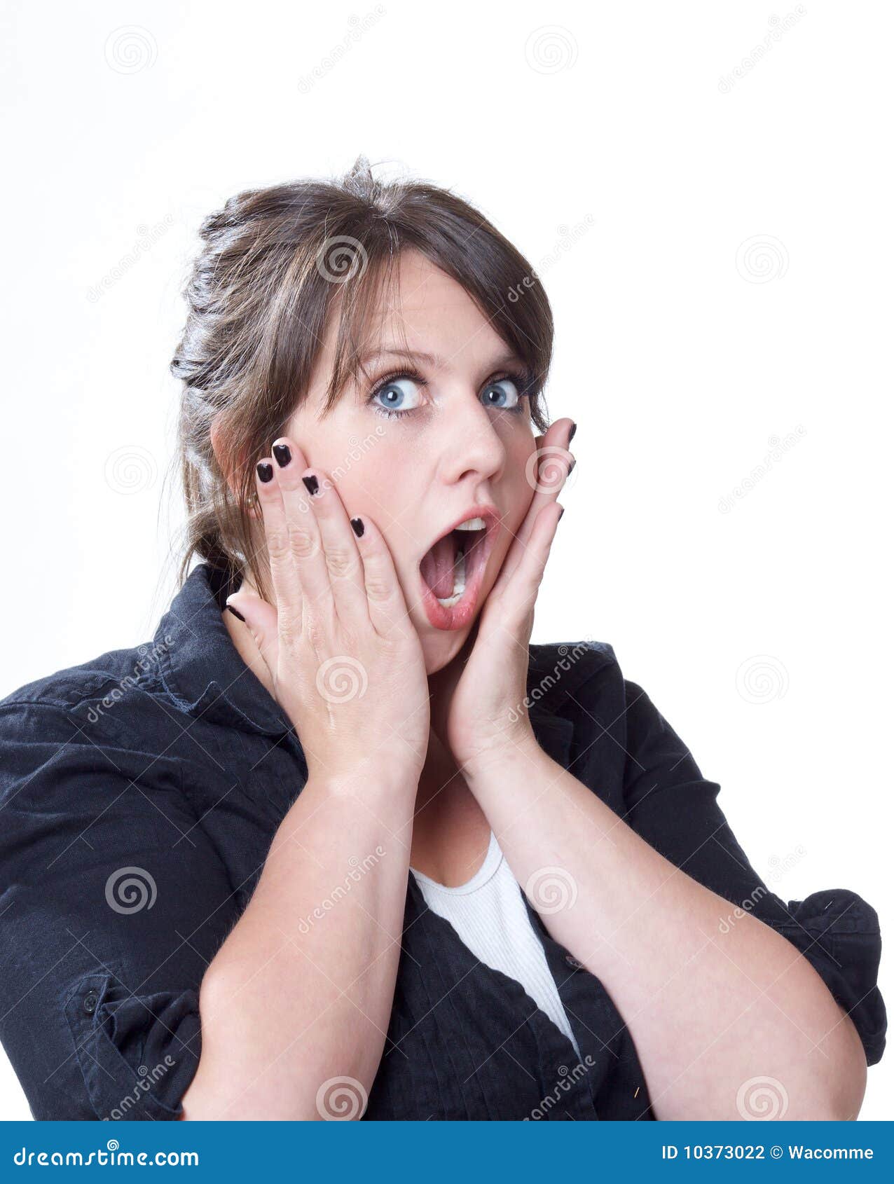 Young Woman In Shock; Isolated On White Stock Photo - Image of mouthed ...