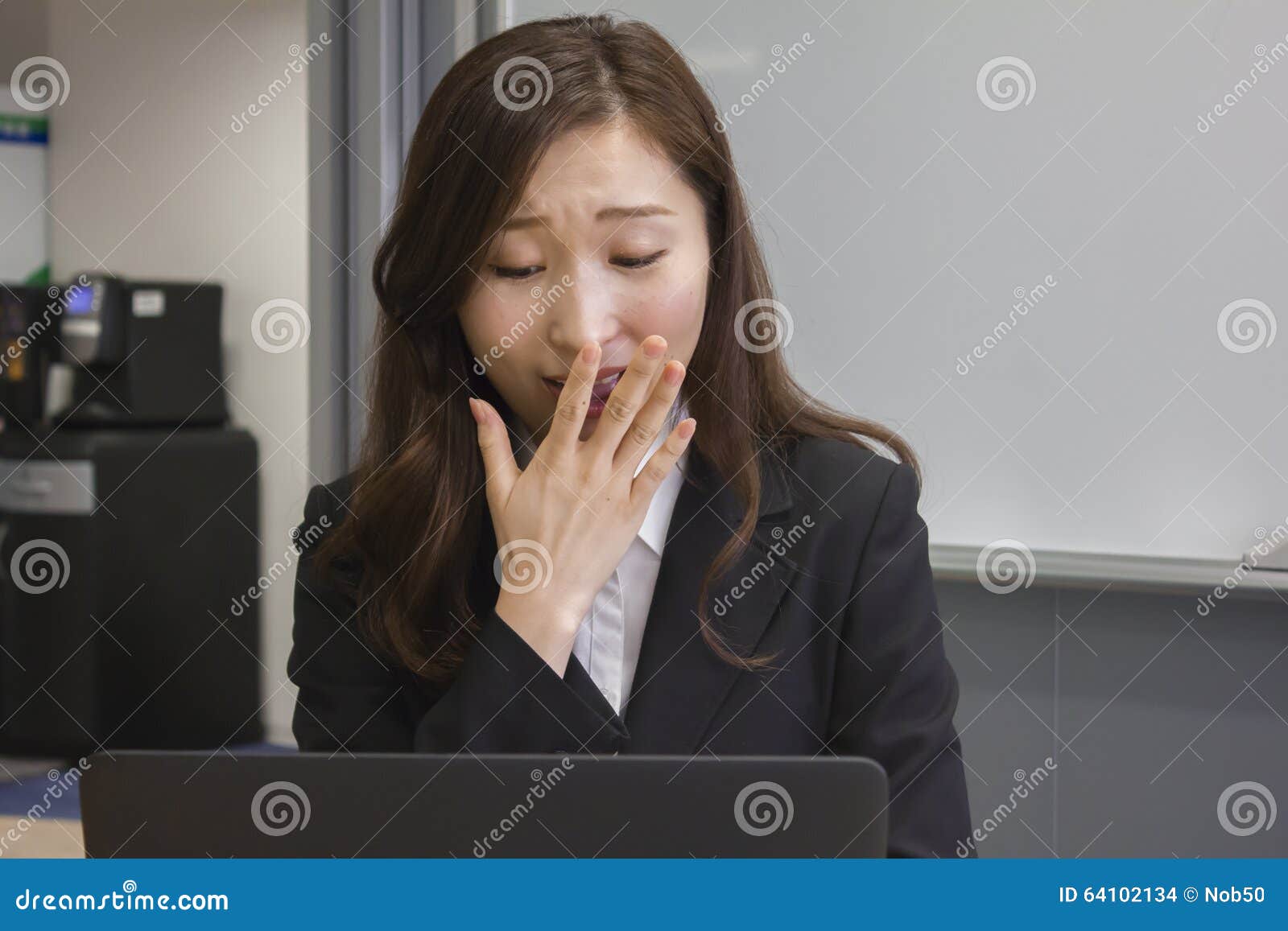 Young Woman Shocked in Front of Computer Stock Photo - Image of chinese ...