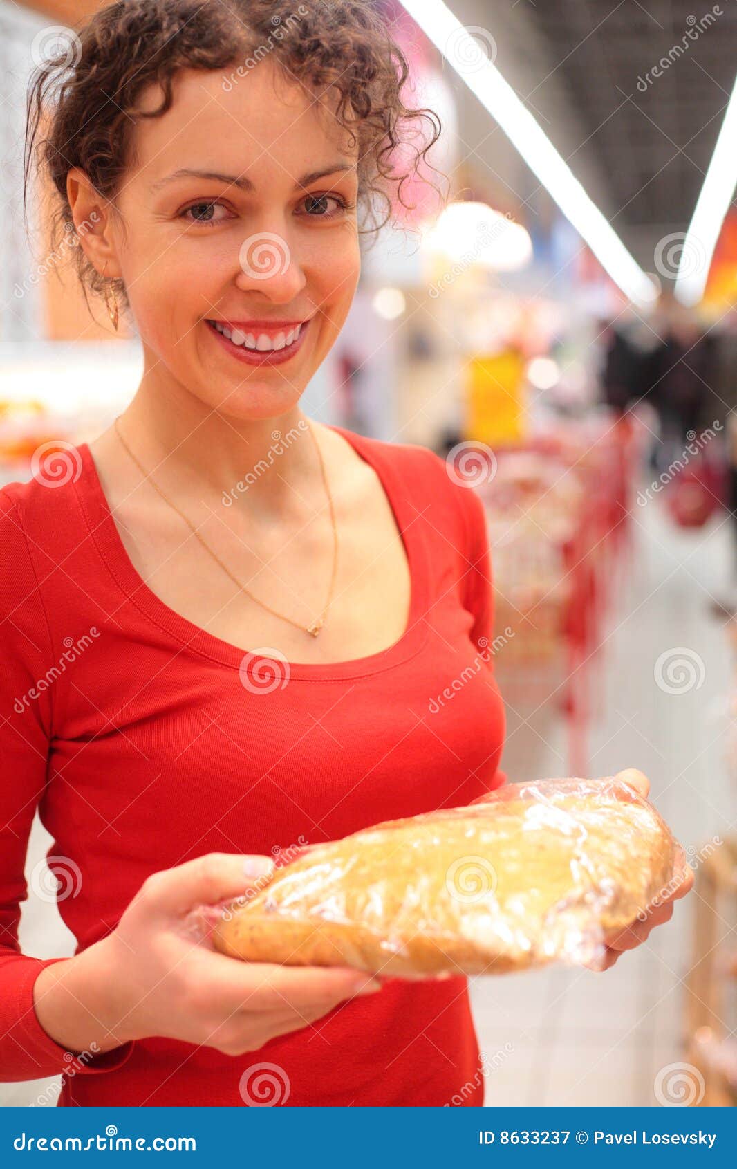 Young Woman in Shop with Bread Stock Image - Image of quality, service ...