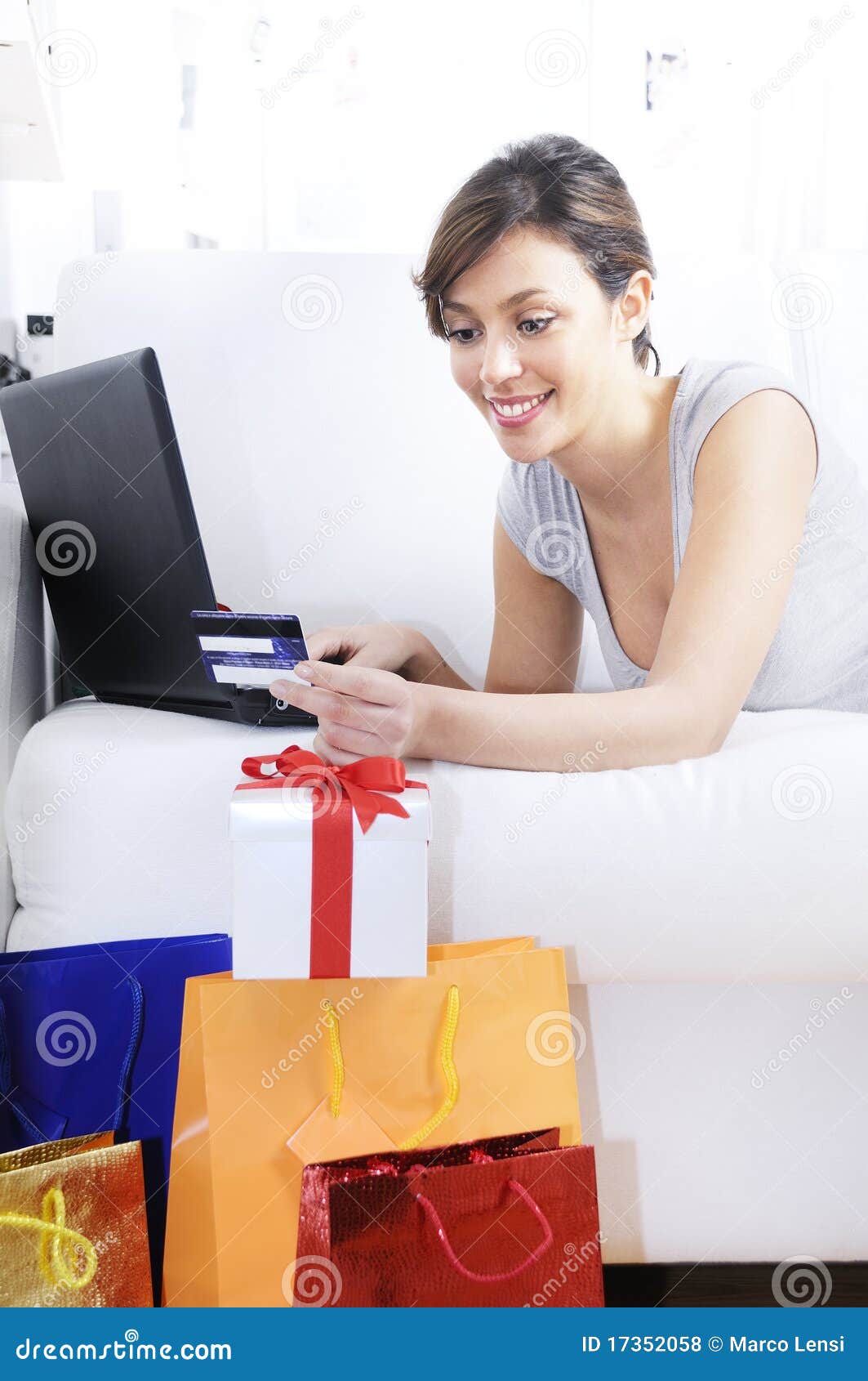 Young Woman in Shopping on-line Stock Photo - Image of line, beautiful ...