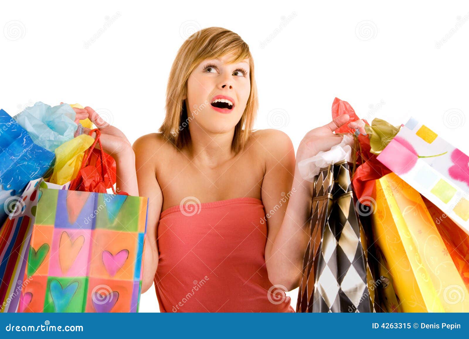 Young Woman on a Shopping Spree Stock Image - Image of customer ...