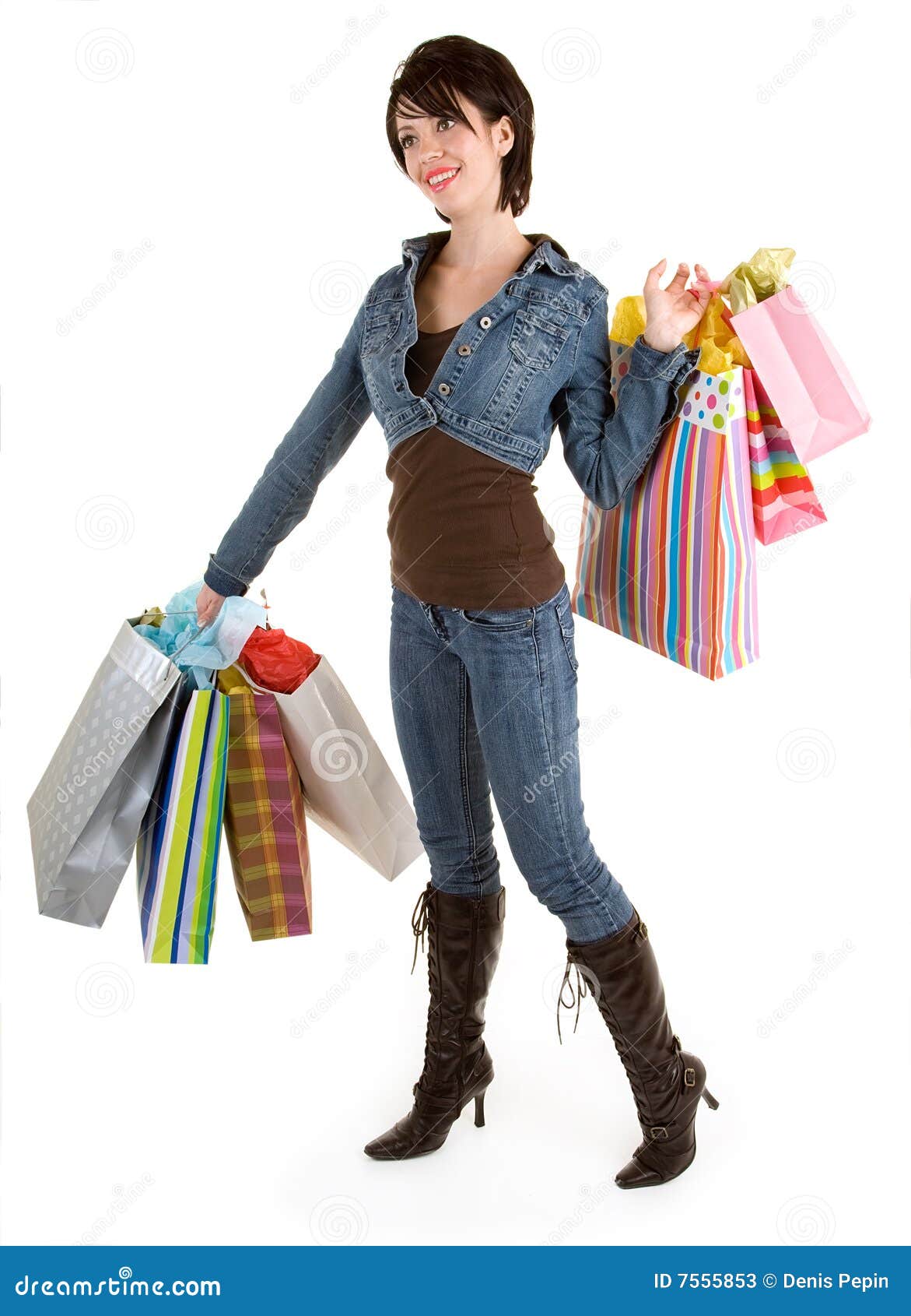 Young Woman on a Shopping Spree Stock Image - Image of purchasing ...