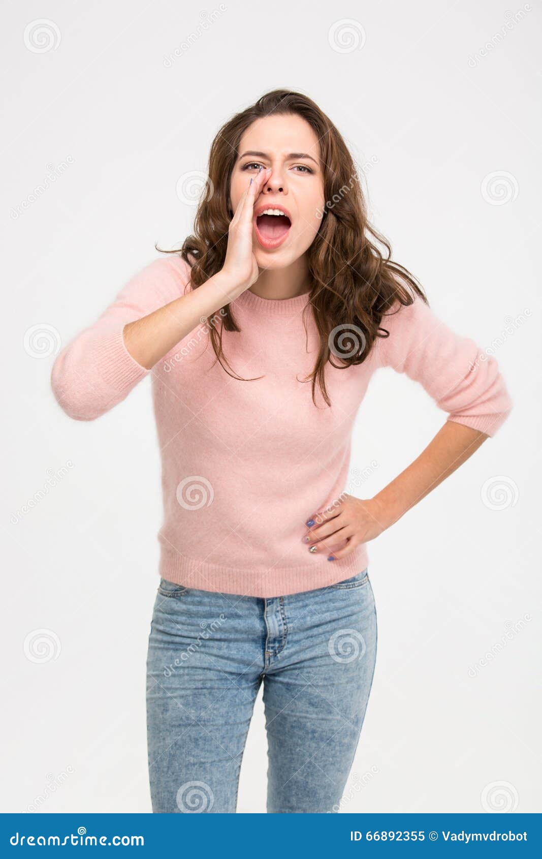 Young woman shouting stock image. Image of female, girl - 66892355