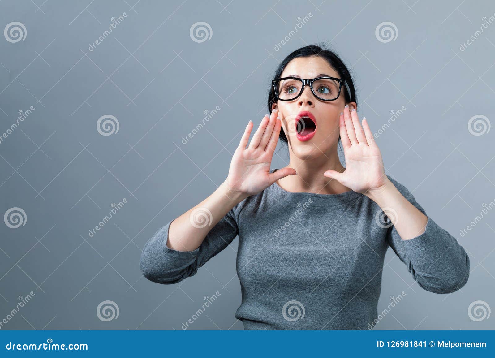 Young woman shouting stock image. Image of background - 126981841