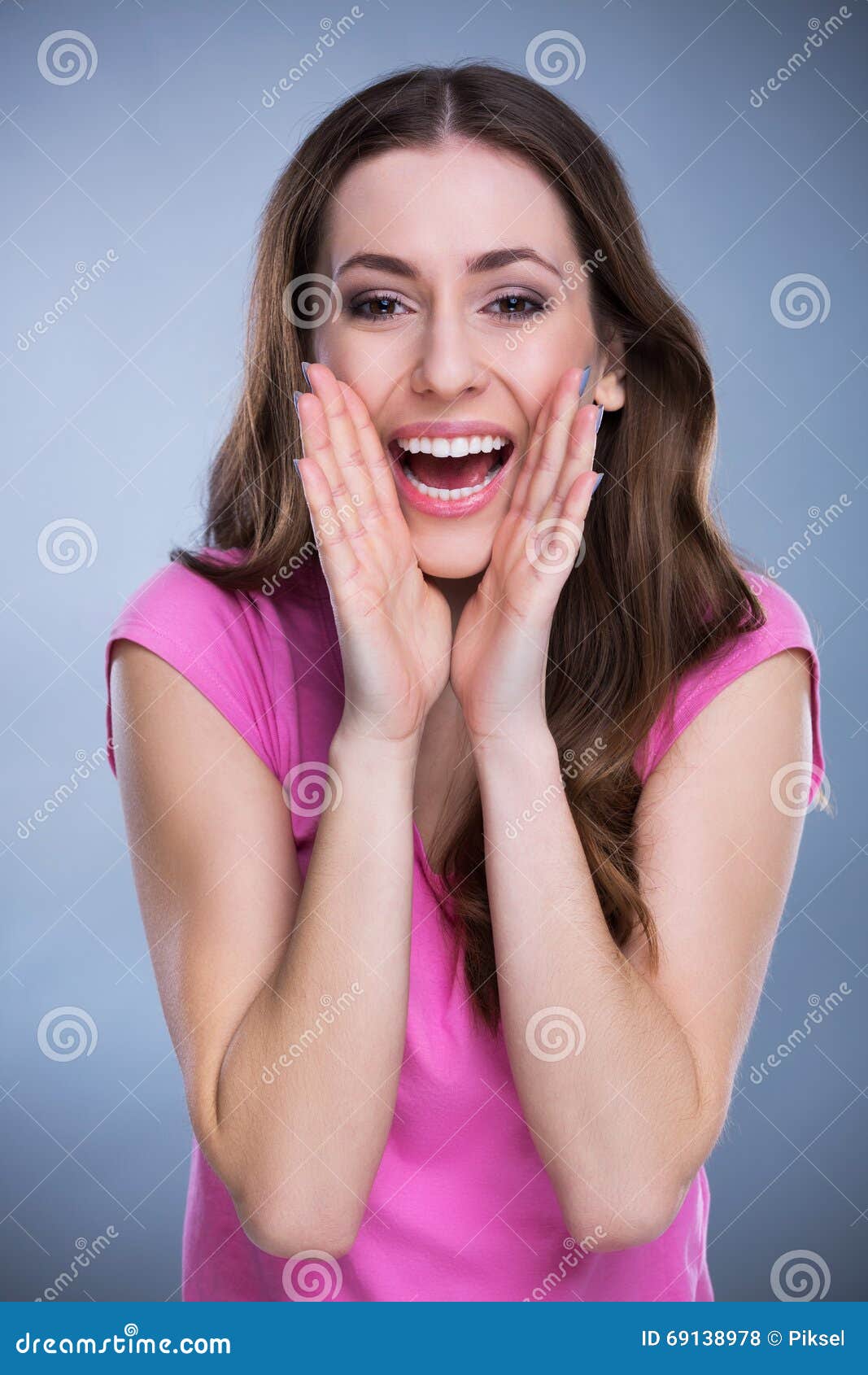 Young woman shouting stock photo. Image of laughing, cheerful - 69138978