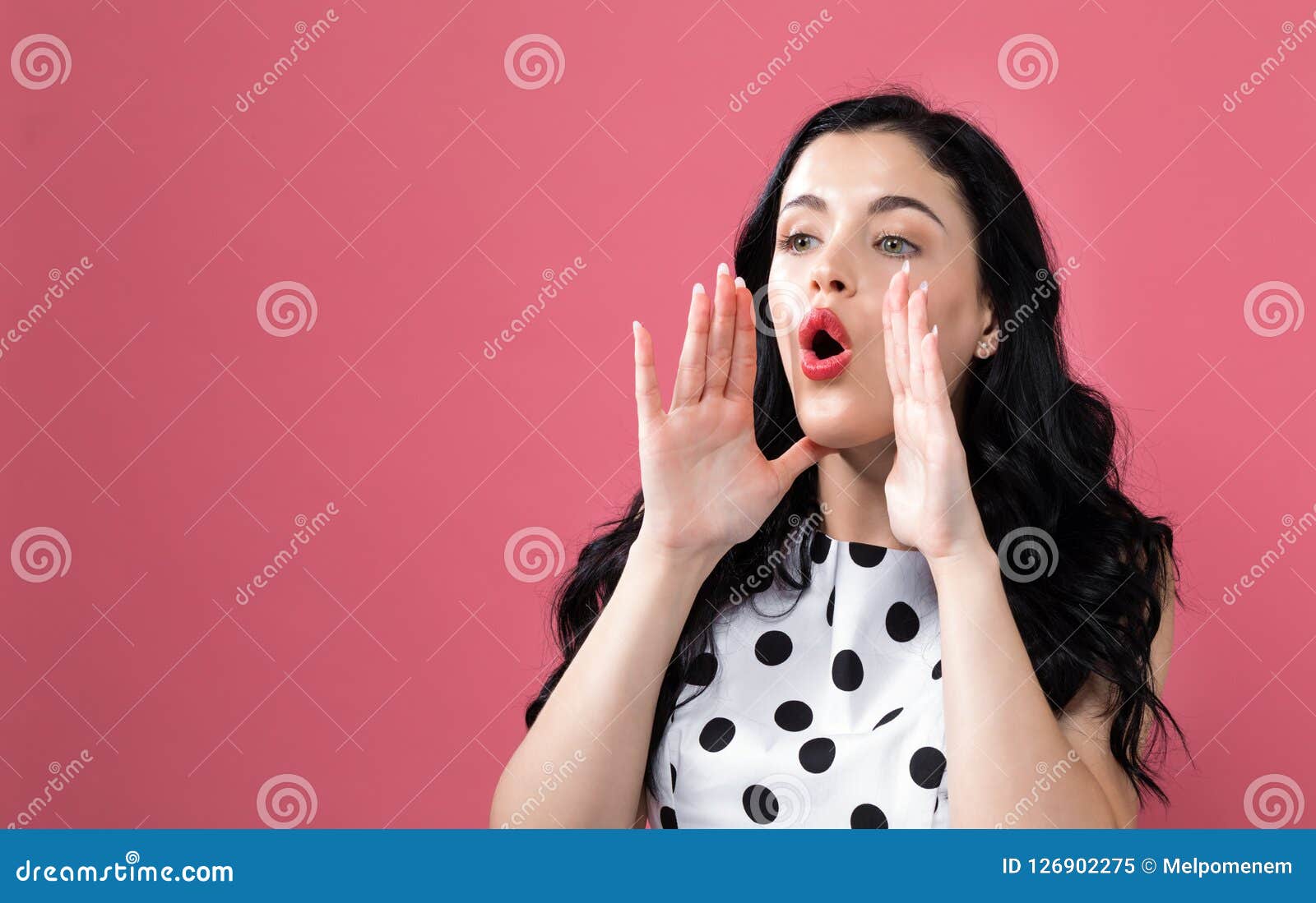 Young woman shouting stock image. Image of hand, open - 126902275