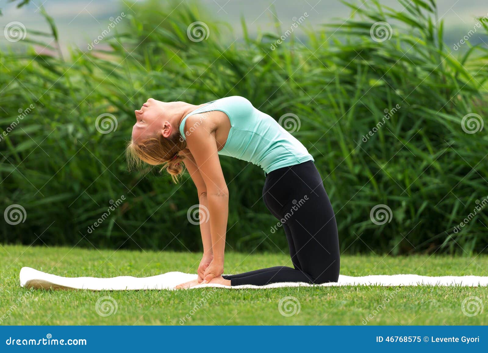 Young Woman Show Camel Yoga Pose Stock Image - Image of figure ...