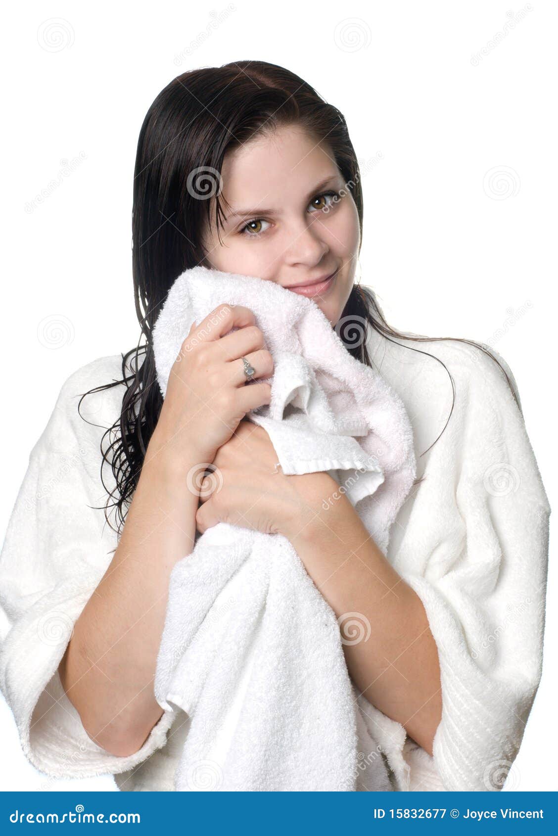 Young woman after shower stock image. Image of brunette - 15832677