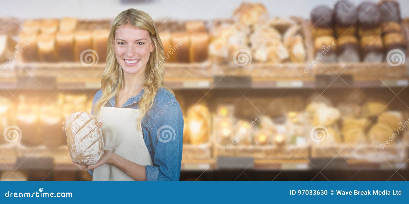 Composite Image of Young Women Showing Bread Stock Photo - Image of ...